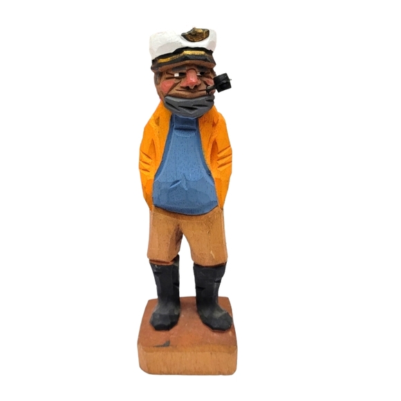 Wooden | Accents | Vintage Wooden Hand Carved Hand Painted Captain ...